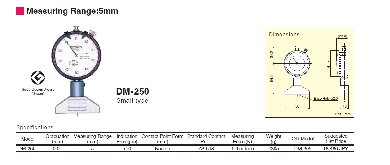 Ichiban Precision Sdn Bhd - Teclock - Teclock Dial Depth Gauges